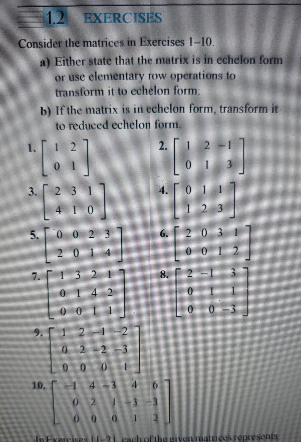 Solved 12 EXERCISES Consider the matrices in Exercises 1-10. | Chegg.com