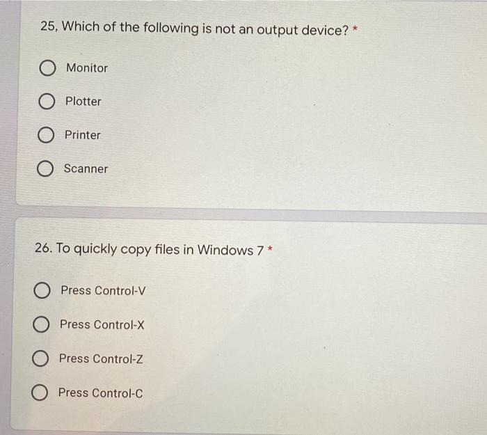 Solved 25, Which of the following is not an output device? | Chegg.com