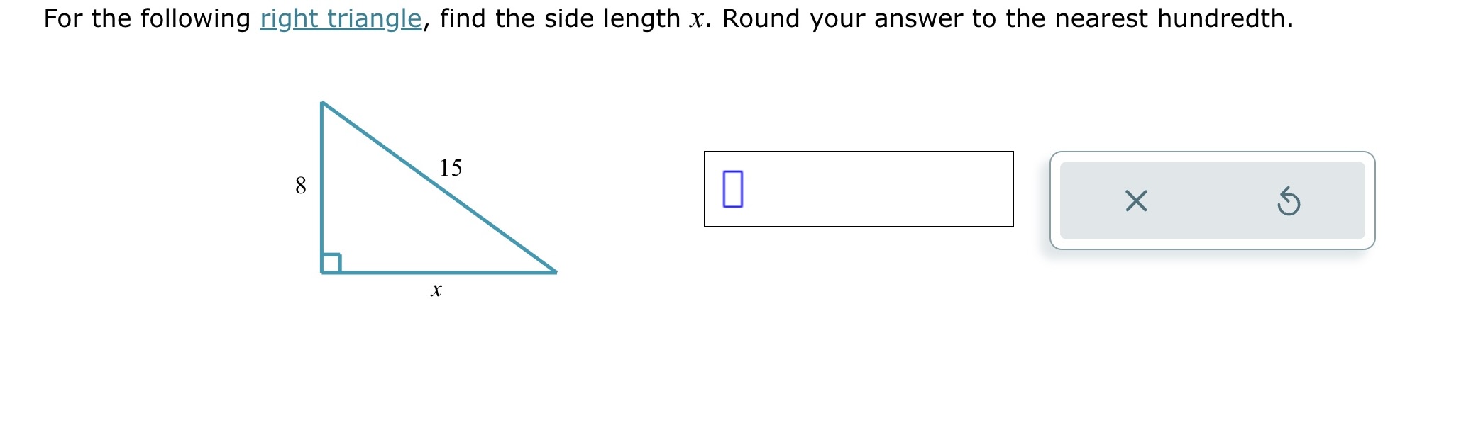 Solved For the following right triangle, find the side | Chegg.com