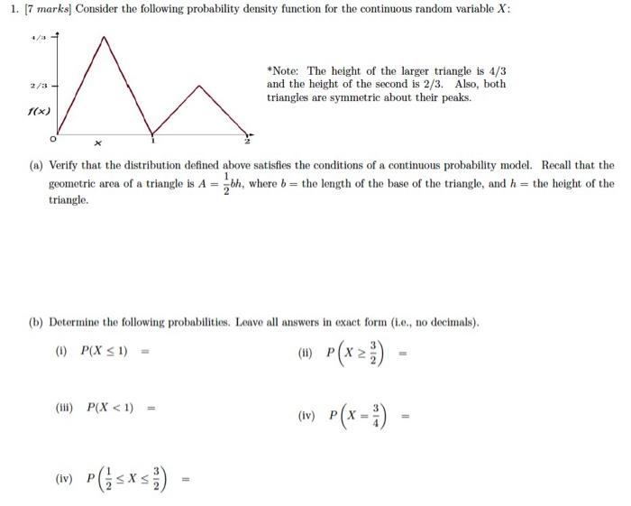 Solved 1. [7 marks] Consider the following probability | Chegg.com