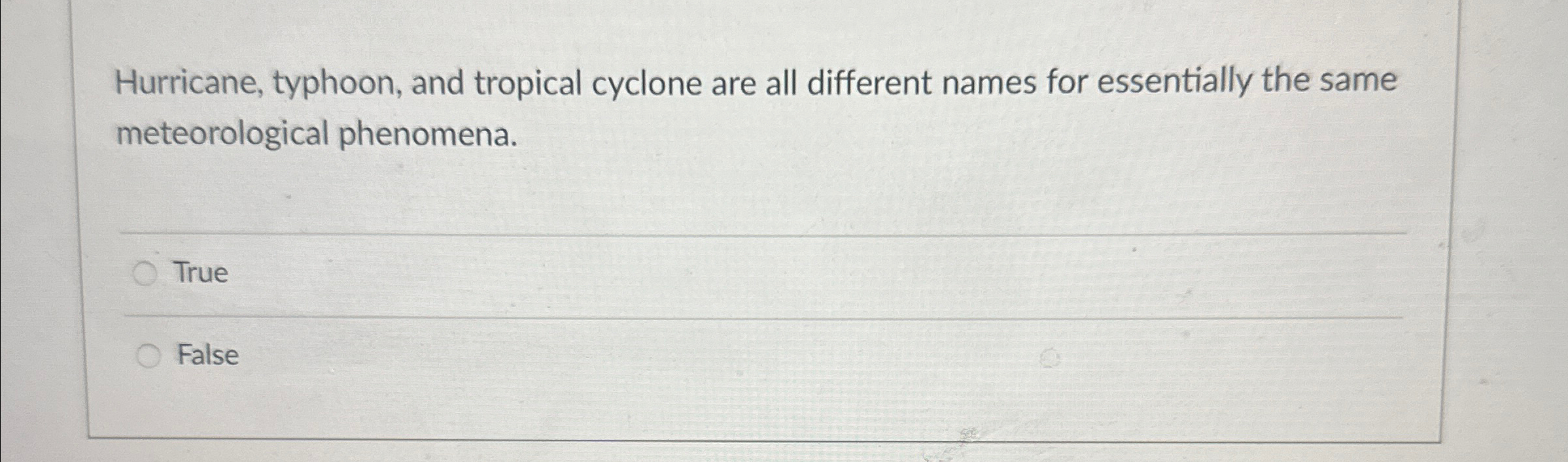 Solved Hurricane, typhoon, and tropical cyclone are all | Chegg.com