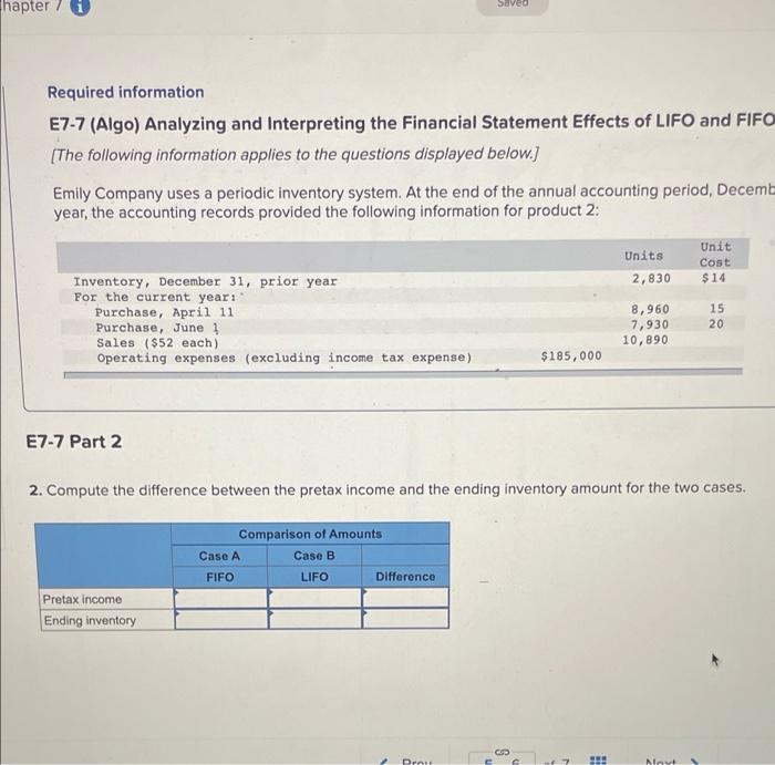 Solved Required information E7-7 (Algo) Analyzing and | Chegg.com