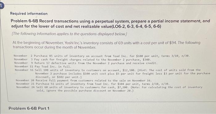 Solved Required information Problem 6-6B Record transactions | Chegg.com