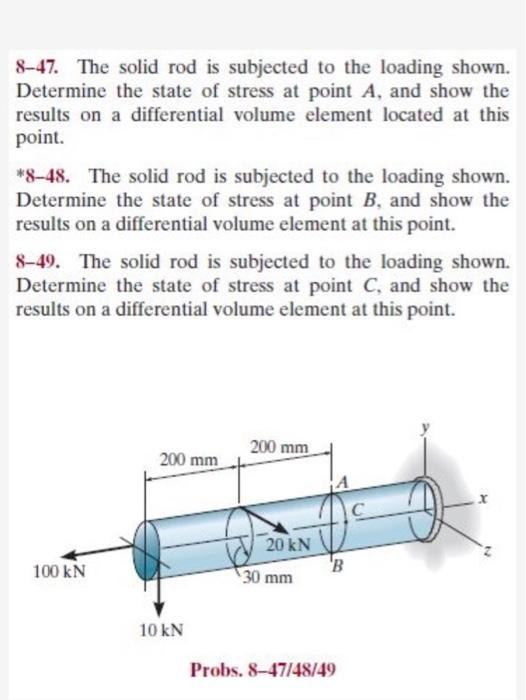Solved 8-47. The solid rod is subjected to the loading | Chegg.com