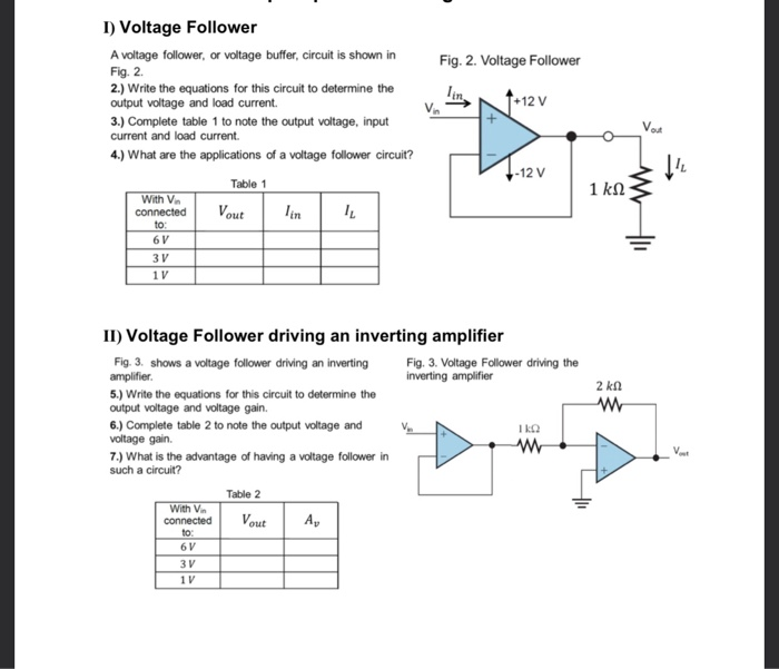 Solved 1) Voltage Follower Fig. 2. Voltage Follower A | Chegg.com
