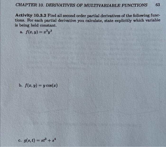 Solved Chapter 10 Derivatives Of Multivariable Functions 63 
