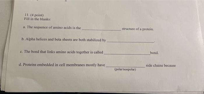 Solved 11. (4 point) Fill in the blanks: a. The sequence of | Chegg.com