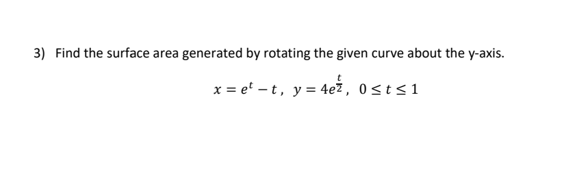 Solved 3) Find the surface area generated by rotating the | Chegg.com