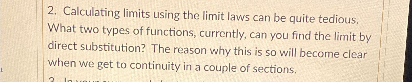 Solved Calculating limits using the limit laws can be quite | Chegg.com