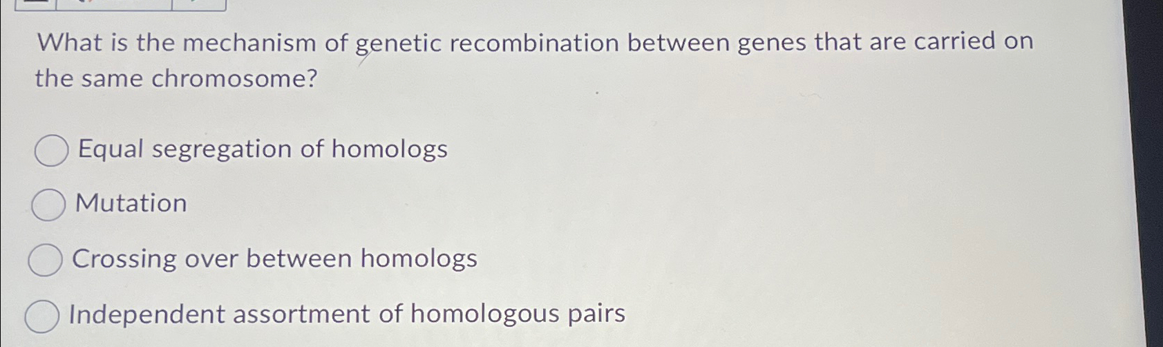 Solved What is the mechanism of genetic recombination | Chegg.com