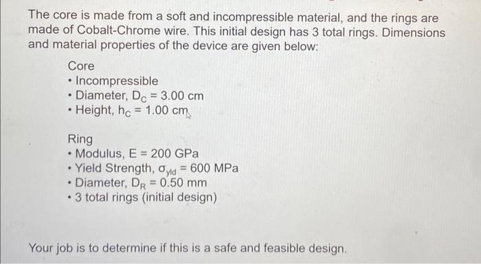Solved The core is made from a soft and incompressible | Chegg.com