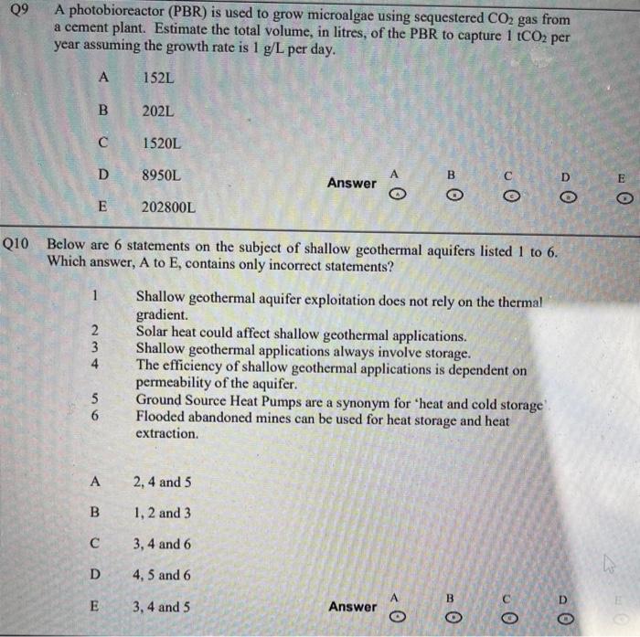 29 A photobioreactor (PBR) is used to grow microalgae | Chegg.com