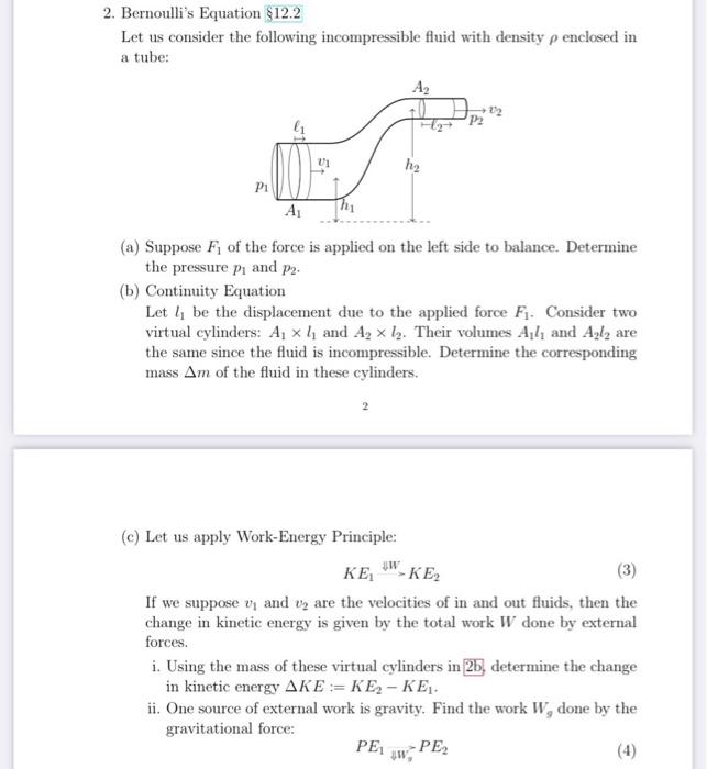 Solved 2. Bernoulli's Equation §12.2 Let us consider the | Chegg.com