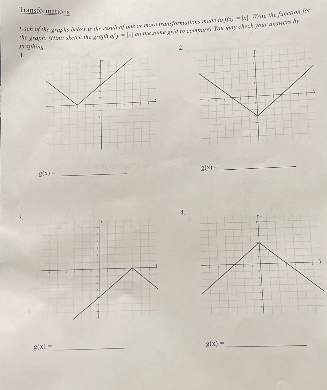 Solved Transformations ?()Each of the graphs below is the | Chegg.com