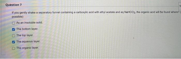 Solved If you gently shake a separatory funnel containing a | Chegg.com