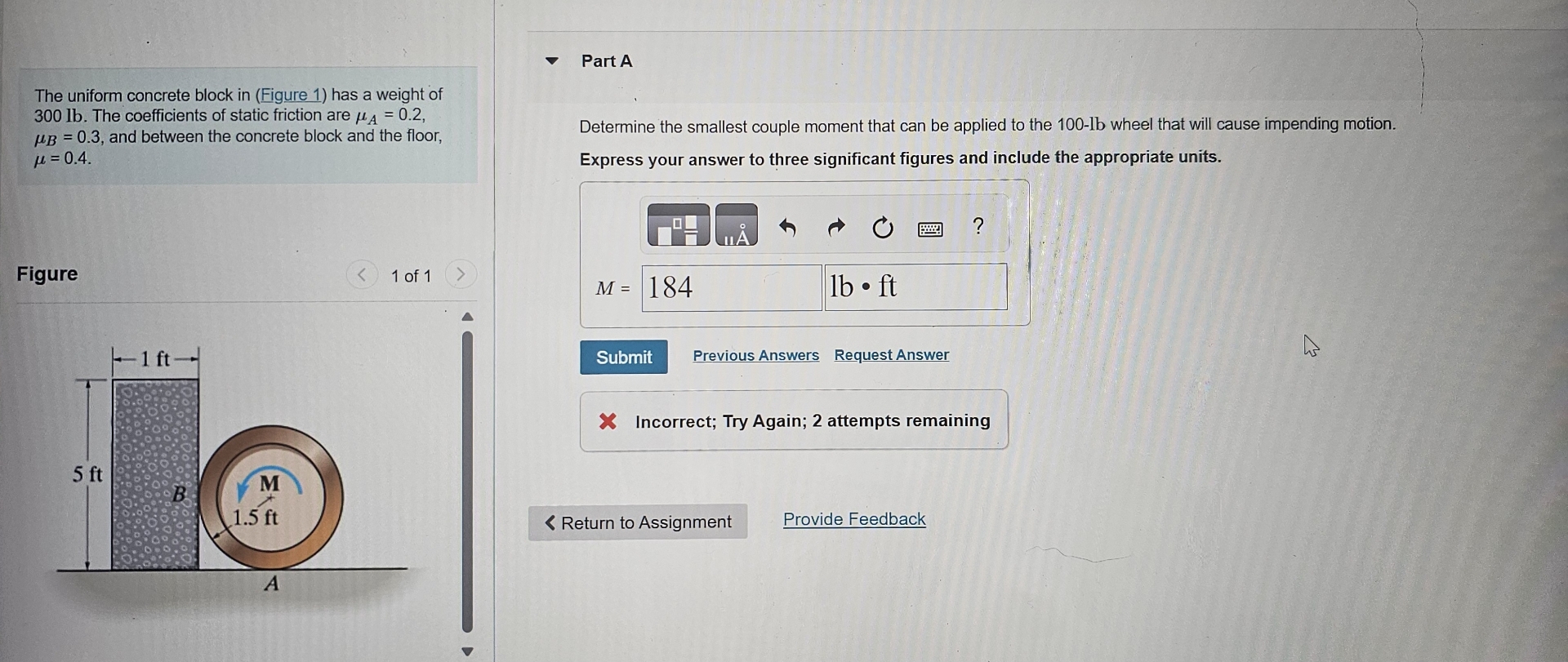 Solved The uniform concrete block in (Figure 1) ﻿has a | Chegg.com