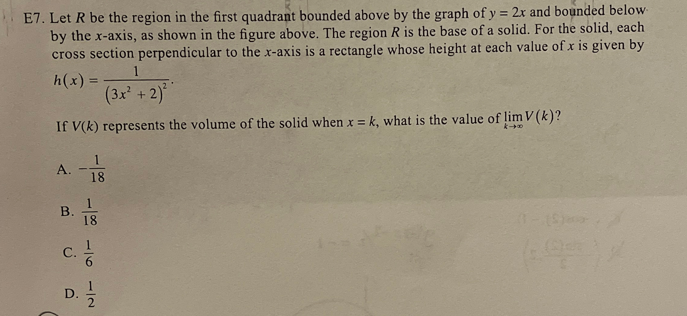 Solved E7. ﻿Let R ﻿be the region in the first quadrant | Chegg.com