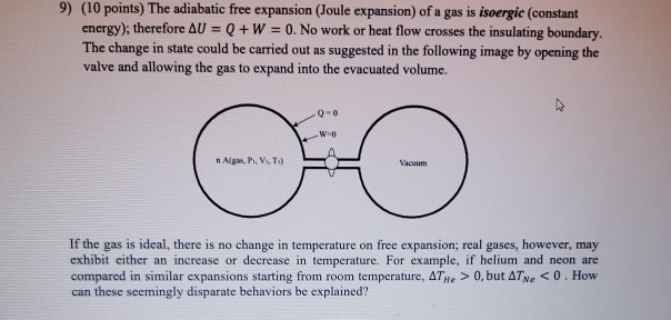 Solved 9) (10 points) The adiabatic free expansion (Joule | Chegg.com