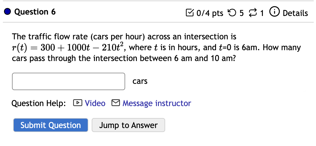 Solved Question 6The traffic flow rate (cars per hour) | Chegg.com