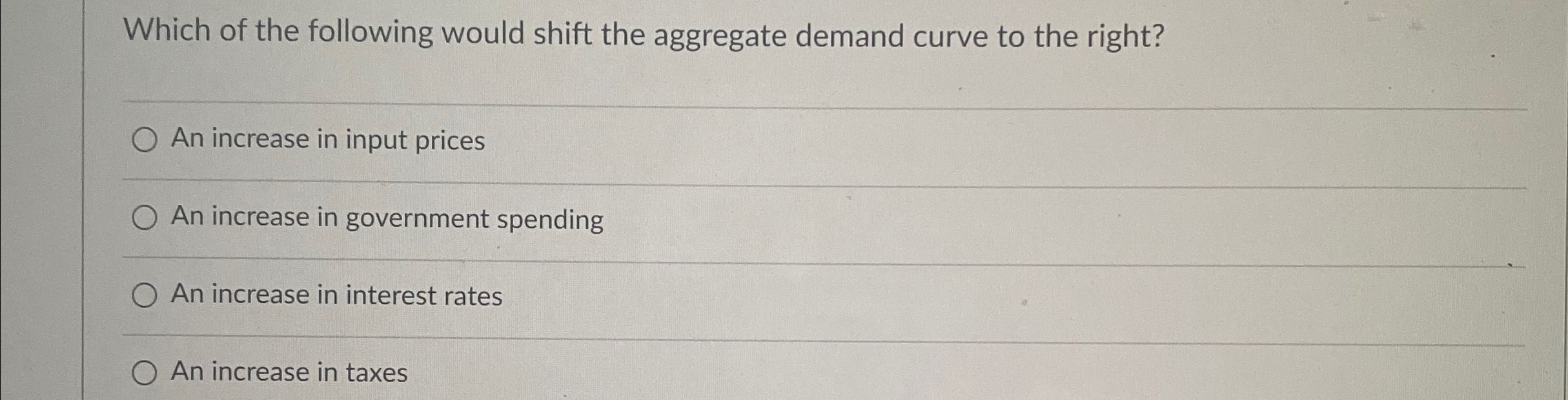 Solved Which of the following would shift the aggregate | Chegg.com