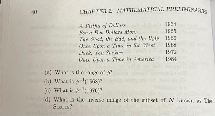 Solved 40 CHAPTER 2. MATHEMATICAL PRELIMINARIES A Fistful of | Chegg.com