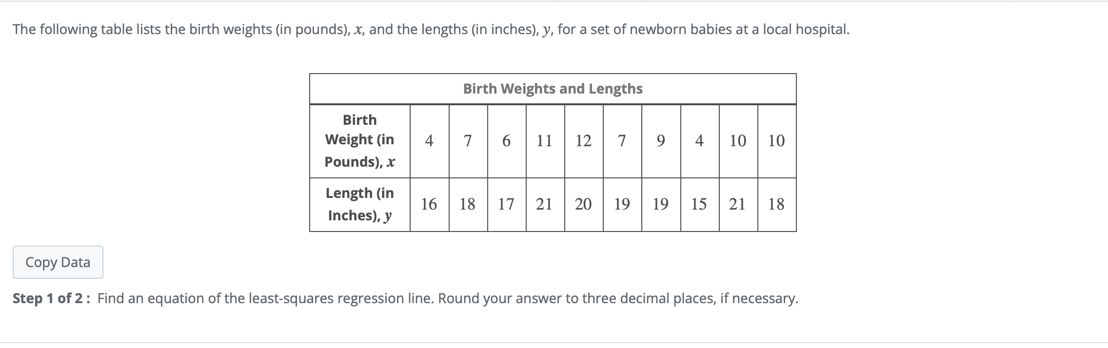 Solved The following table lists the birth weights (in | Chegg.com
