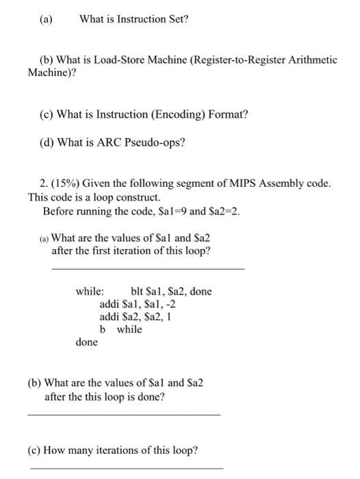 Solved (a ) What is Instruction Set? (b) What is Load-Store | Chegg.com