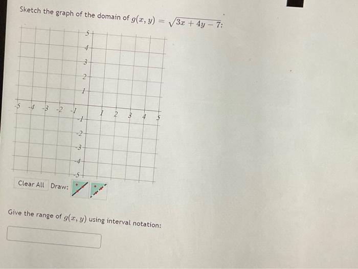 Solved Give the range of g(x,y) using interval notation: | Chegg.com