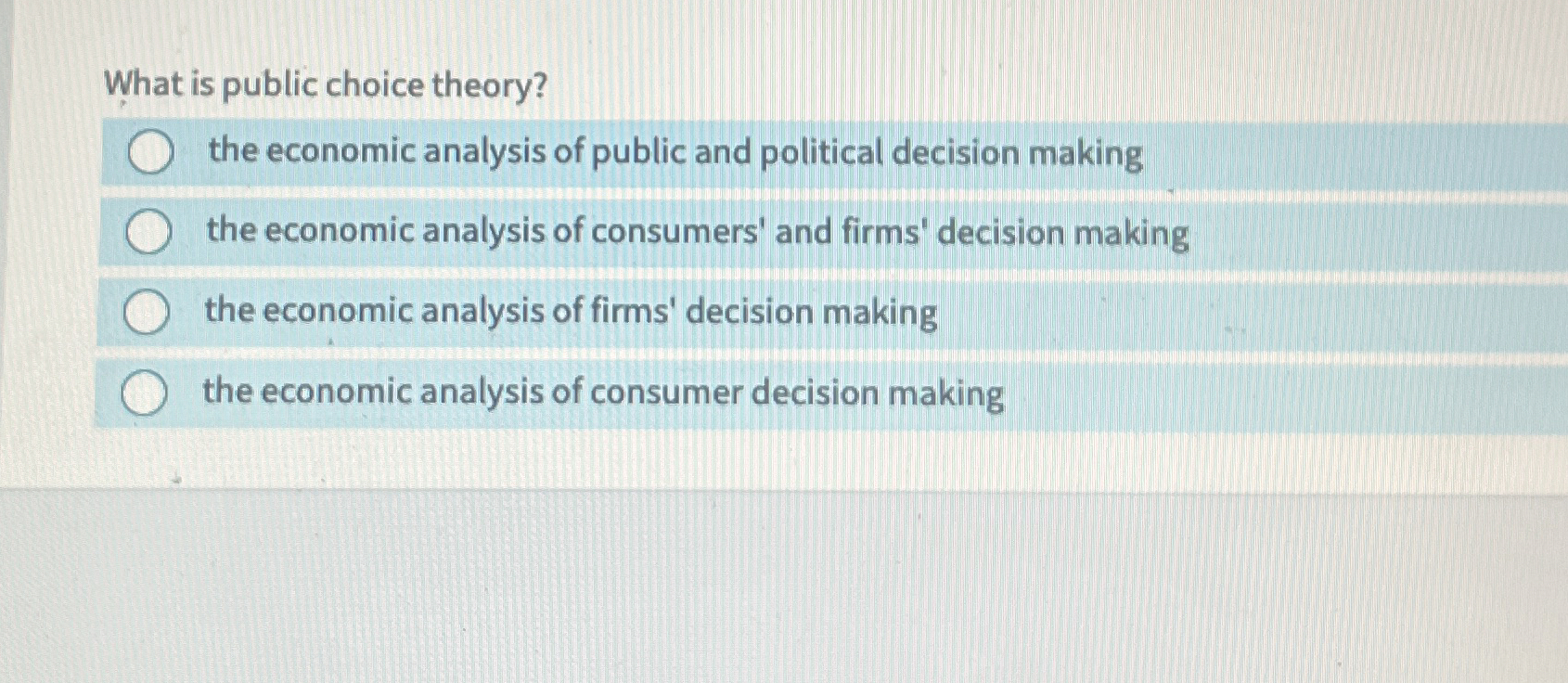 Solved What is public choice theory?the economic analysis of | Chegg.com