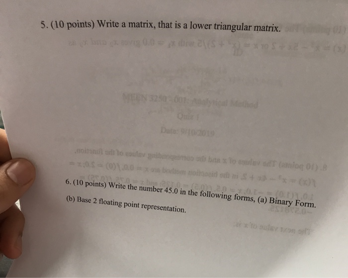 Solved 5. (10 points) Write a matrix, that is a lower | Chegg.com