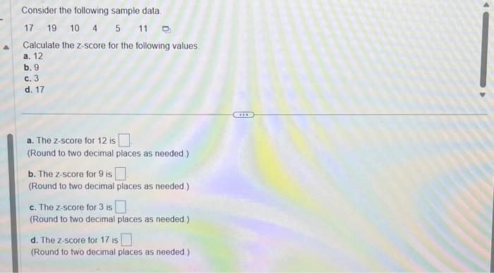 Solved Consider the following sample data. 1719104511 | Chegg.com