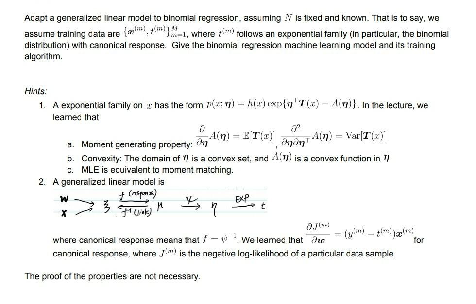 Adapt a generalized linear model to binomial | Chegg.com