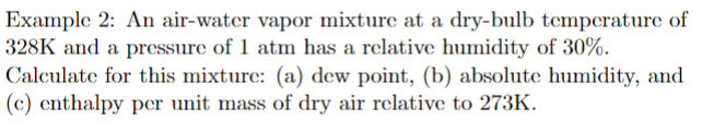 Solved Example 2: An air-water vapor mixture at a dry-bulb | Chegg.com