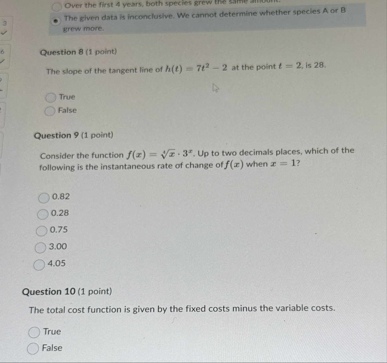 Solved Over the first 4 ﻿years, both species grew the same | Chegg.com