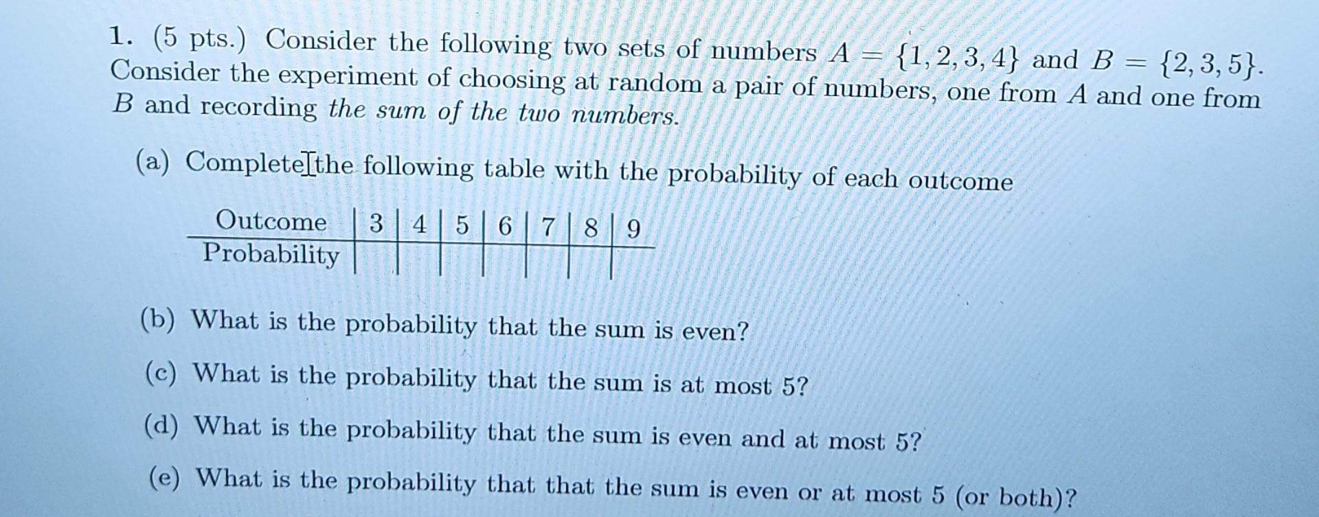 Solved 1. (5 pts.) Consider the following two sets of | Chegg.com Solved 1. (5 pts.) Consider the following two sets of | Chegg.com