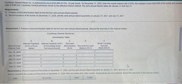 Solved Requirements 1. Prepare a bond amortization table for | Chegg.com Solved Requirements 1. Prepare a bond amortization table for | Chegg.com