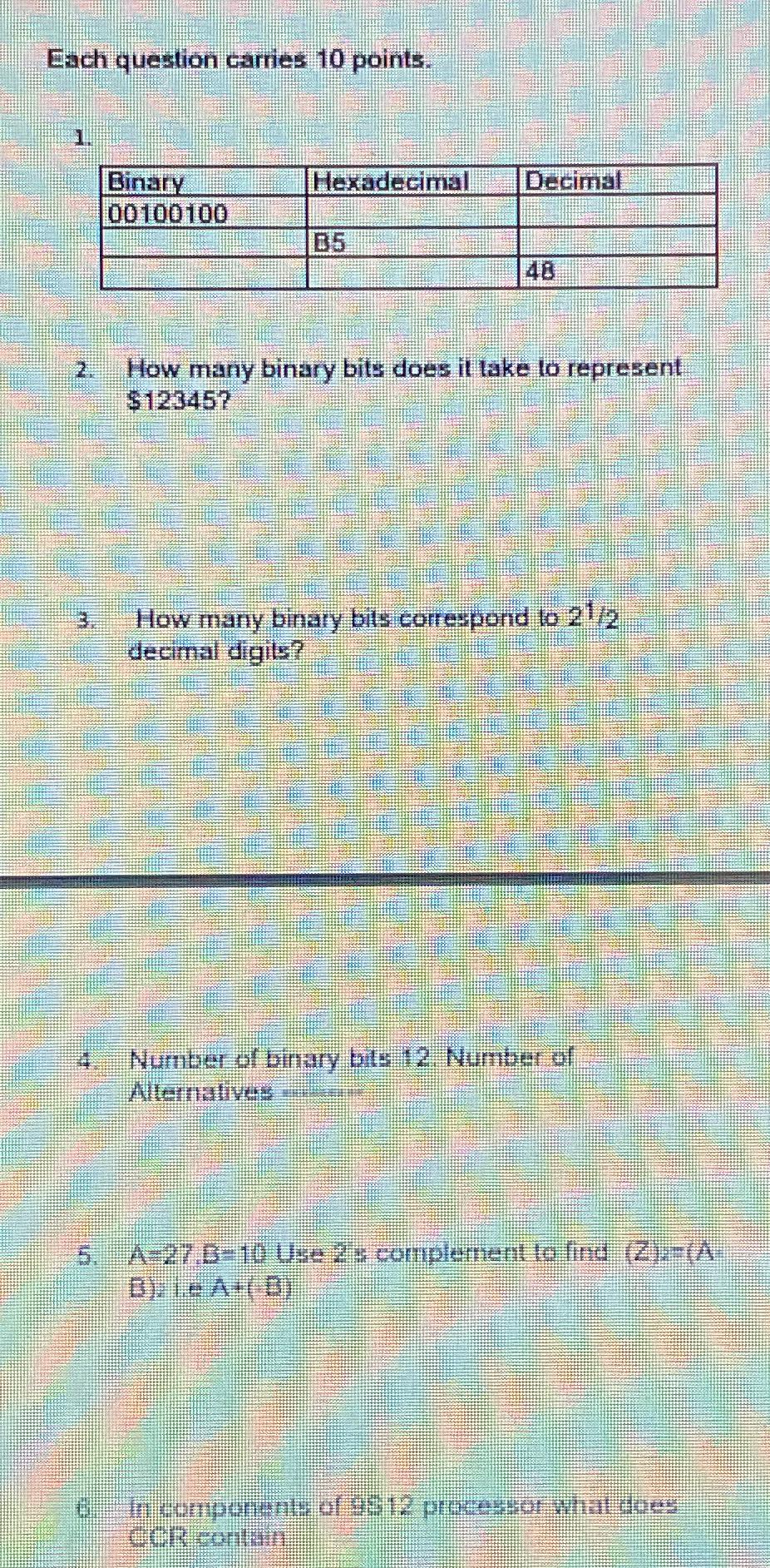 Solved Each question carries 10 | Chegg.com