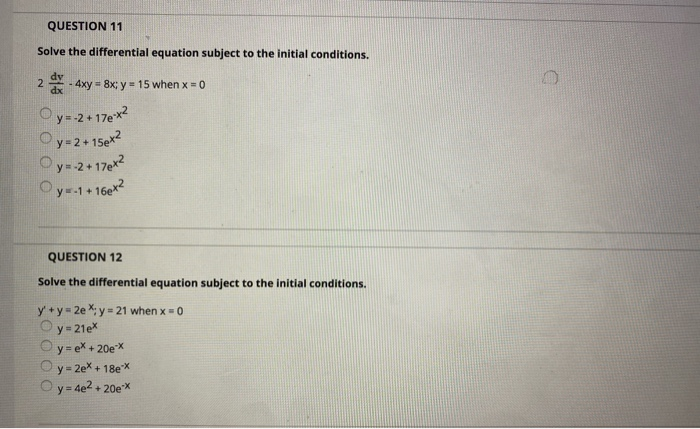 Solved QUESTION 11 Solve the differential equation subject | Chegg.com