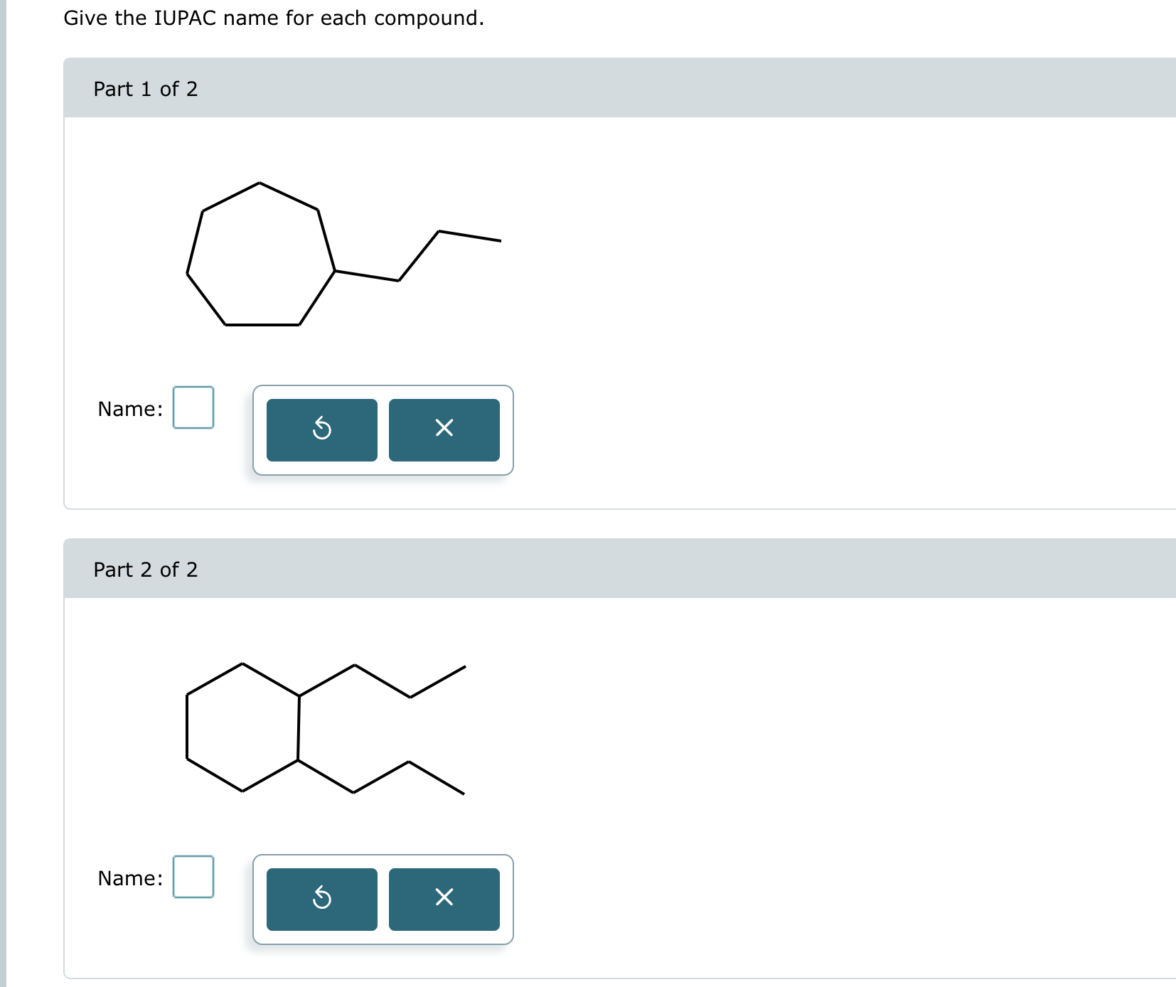 Give the IUPAC name for each compound.Part 1 ﻿of | Chegg.com