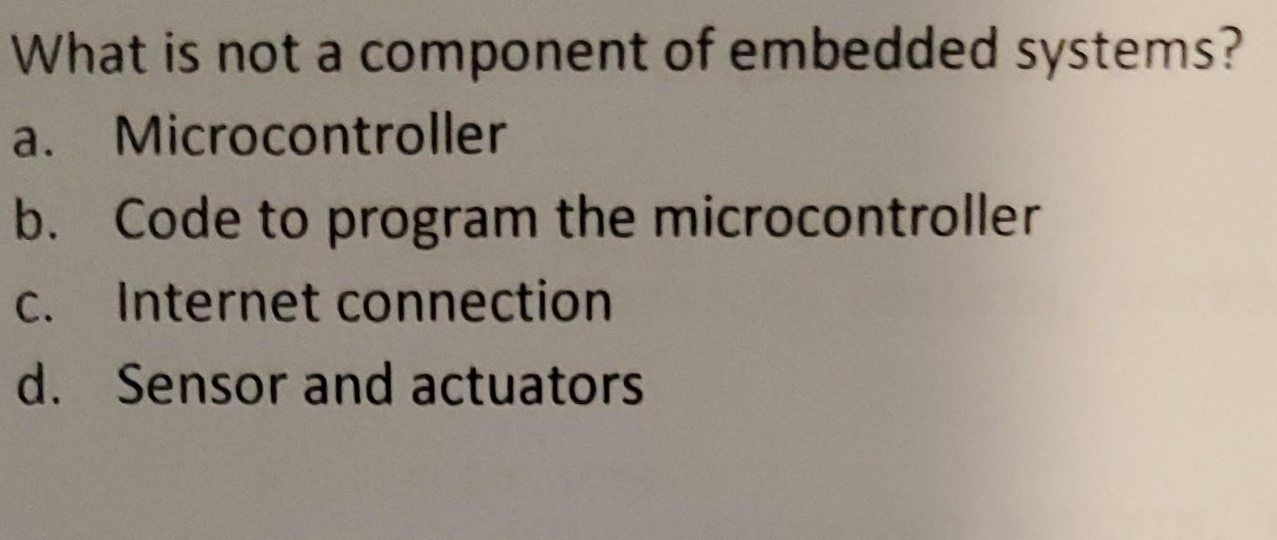 Solved What is not a component of embedded systems? a. | Chegg.com