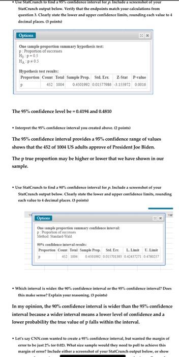 Solved 4. Use StatCrunch to find a 95% confidence interval | Chegg.com