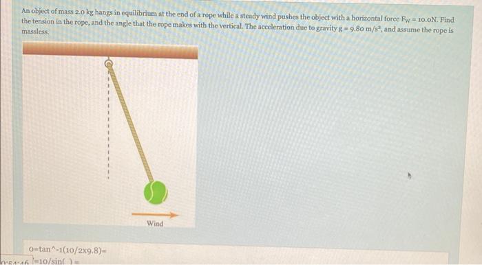 Solved An object of mass 2.0 kg hangs in equilibrium at the | Chegg.com