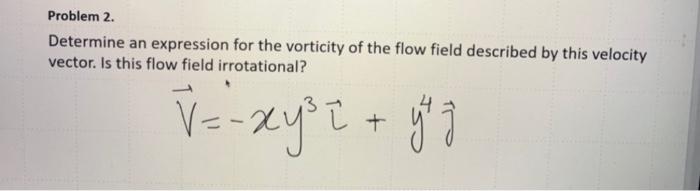 Solved Problem 2. Determine an expression for the vorticity | Chegg.com