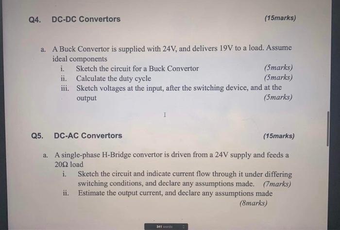 Solved Q4. DC-DC Convertors (15marks) a. A Buck Convertor is | Chegg.com