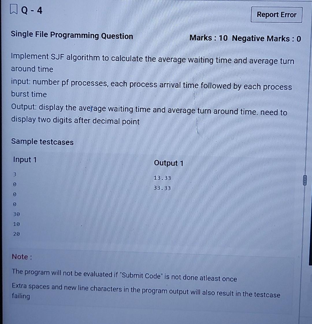 Solved Dq 4 Report Error Single File Programming Question 9372