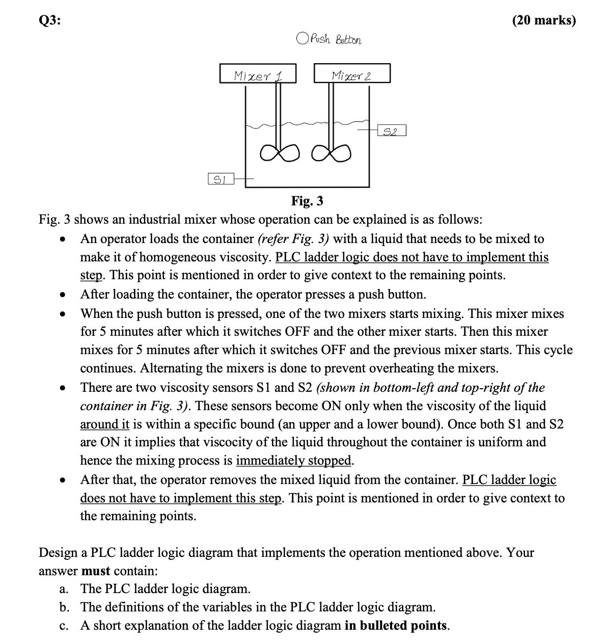 Solved Design a PLC ladder logic diagram that implements the | Chegg.com