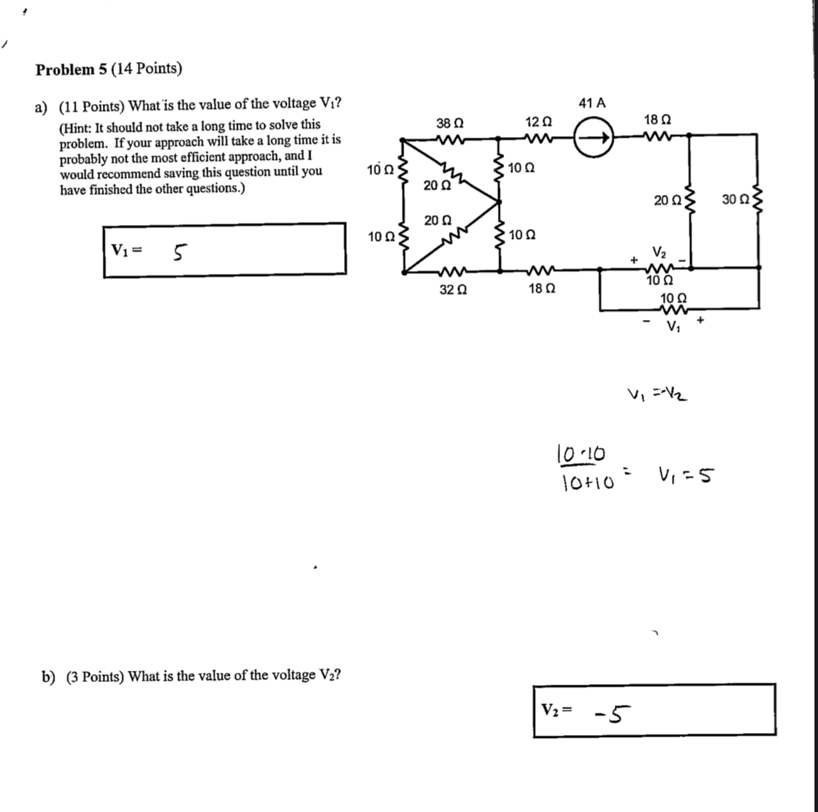 Solved Problem 5 (14 ﻿Points)aV1 ?(Hint: It ﻿should not take | Chegg.com
