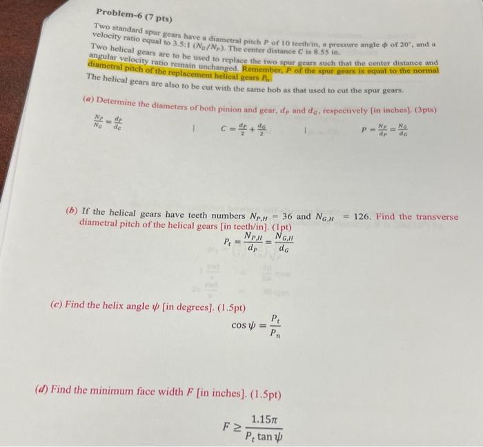 Solved Problem-6 (7 pts) Two standard spur goars have a | Chegg.com