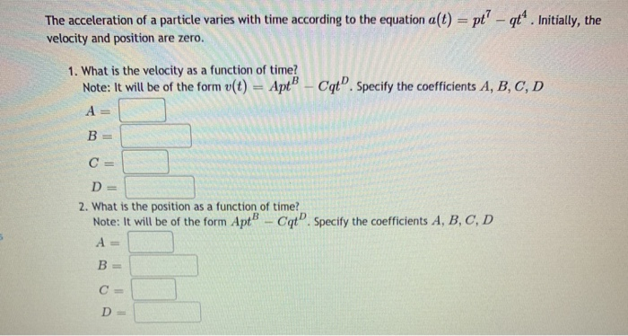 Solved The acceleration of a particle varies with time | Chegg.com