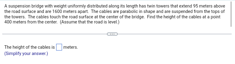 Solved A suspension bridge with weight uniformly distributed | Chegg.com